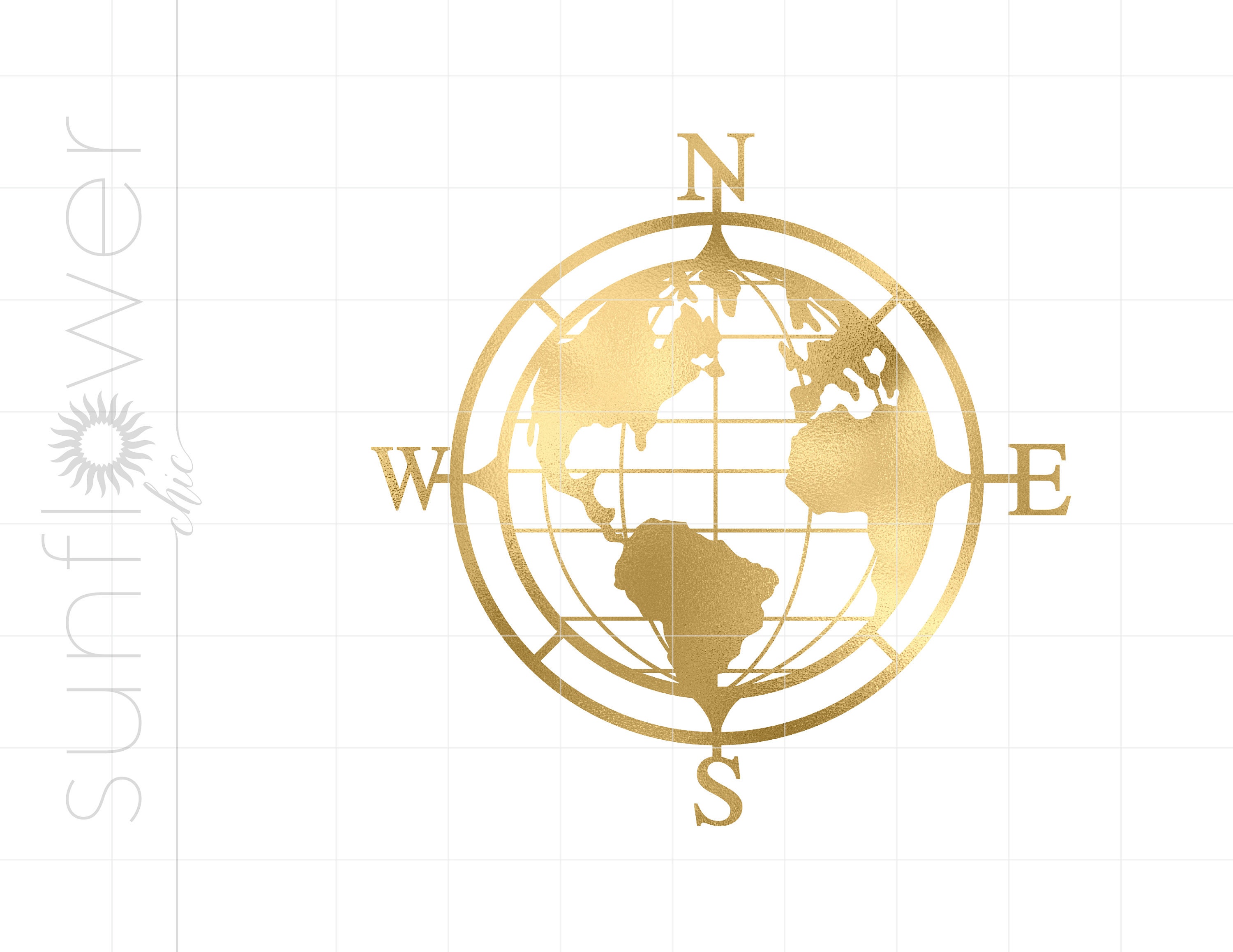 Gold Globe Compass Png Downloads | Gold Foil Globe Compass Cricut Cut ...