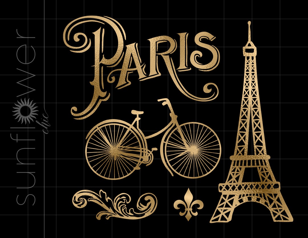 Gold Vintage Paris Png Svg Downloads | Gold Foil Paris Cricut Cut Files ...