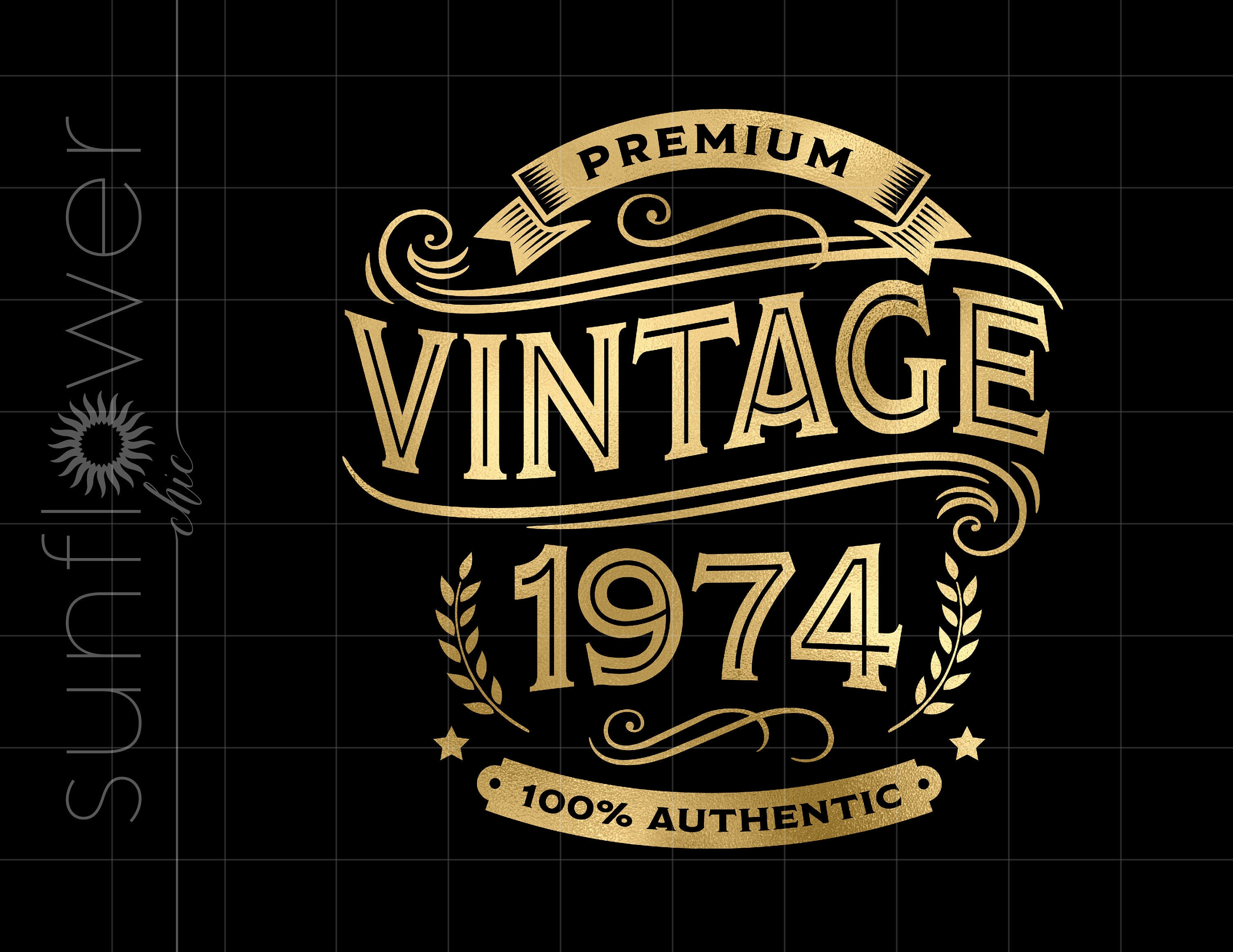 Gold Premium Vintage 1974 Png Svg Downloads Gold Foil 1974 Birthday ...