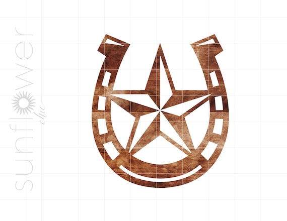 Rustic Star Horseshoe Print and Cut PNG Download Rustic Wood - Etsy