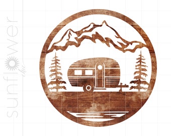 Rustic RV Camper Art Print and Cut PNG Download Rustic Wood - Etsy