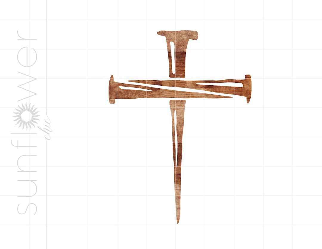 Rustic Nail Cross Print and Cut PNG Download | Rustic Wood Nail Cross ...