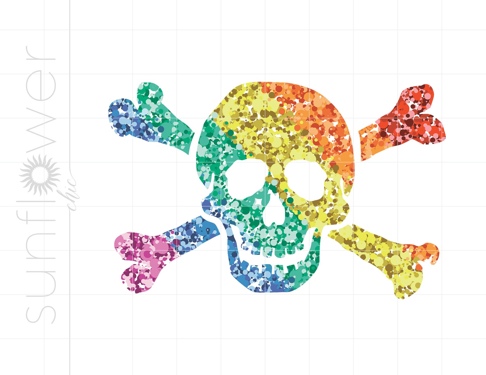 Rainbow Skull and Crossbones Print and Cut PNG Download - Etsy