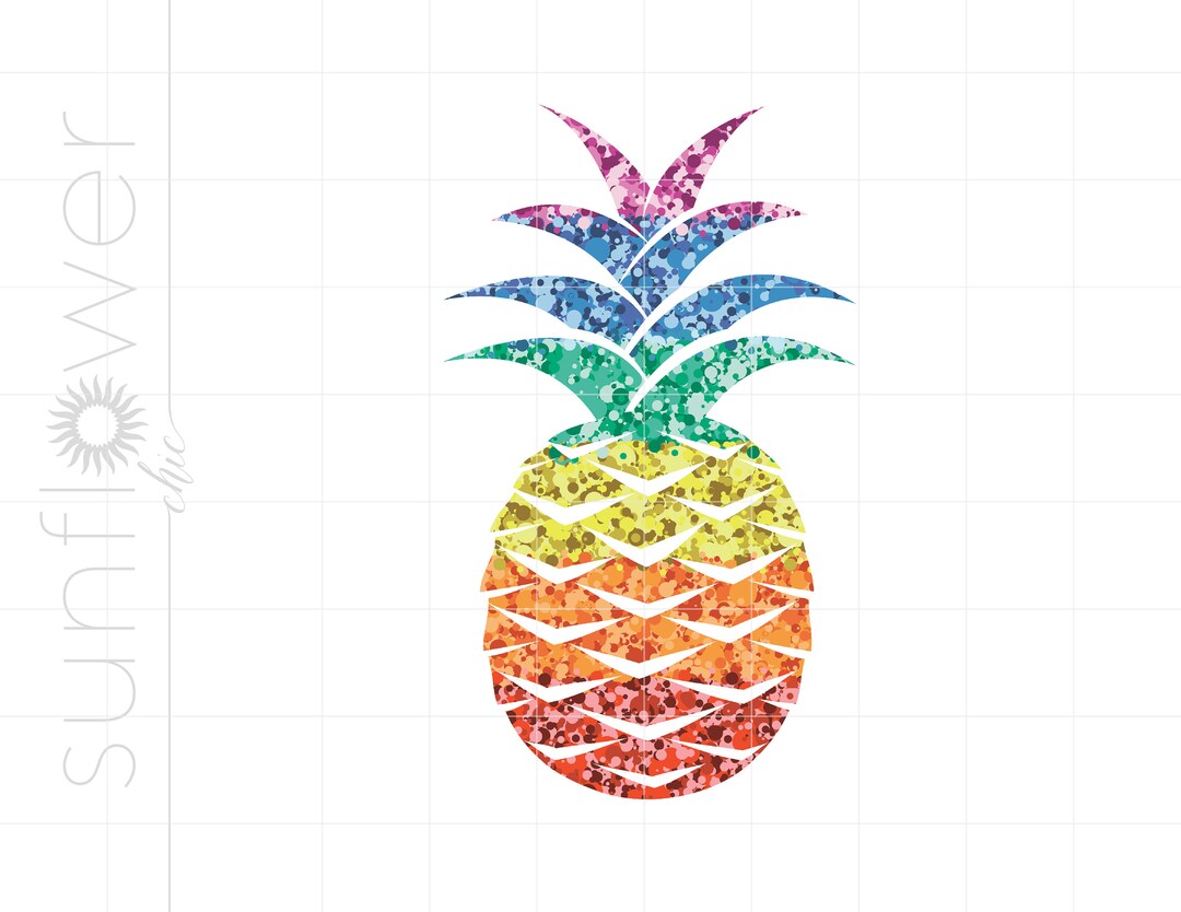 Rainbow Pineapple Print and Cut PNG Download | Rainbow Glitter ...