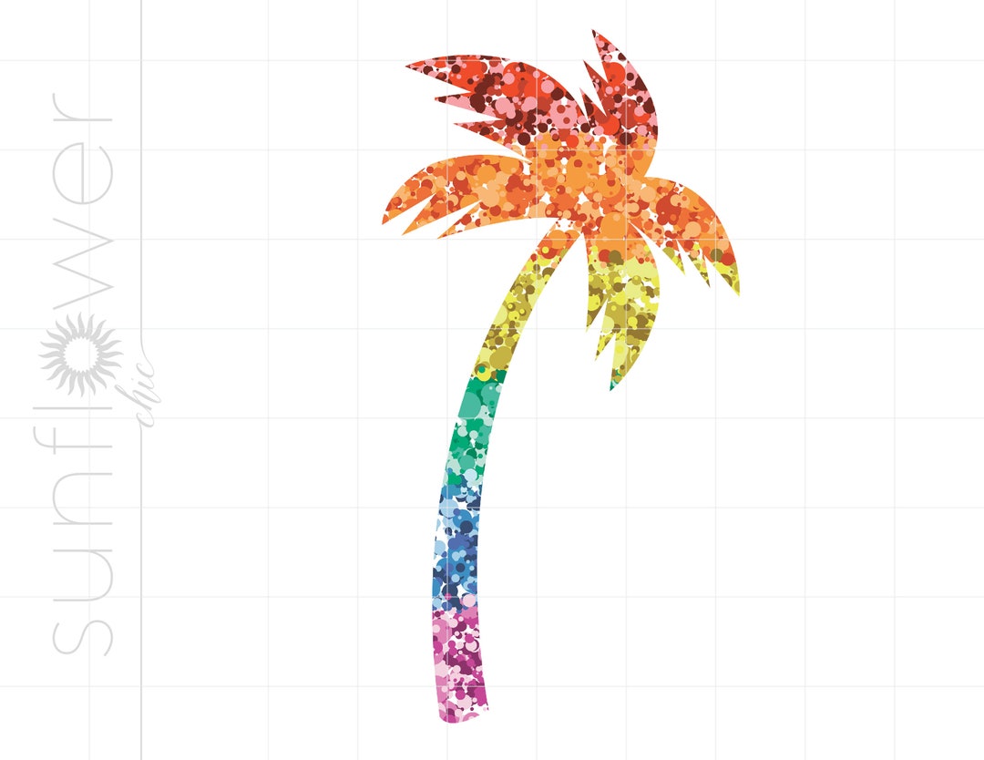 Rainbow Palm Tree Print and Cut PNG Download | Rainbow Glitter Palm ...