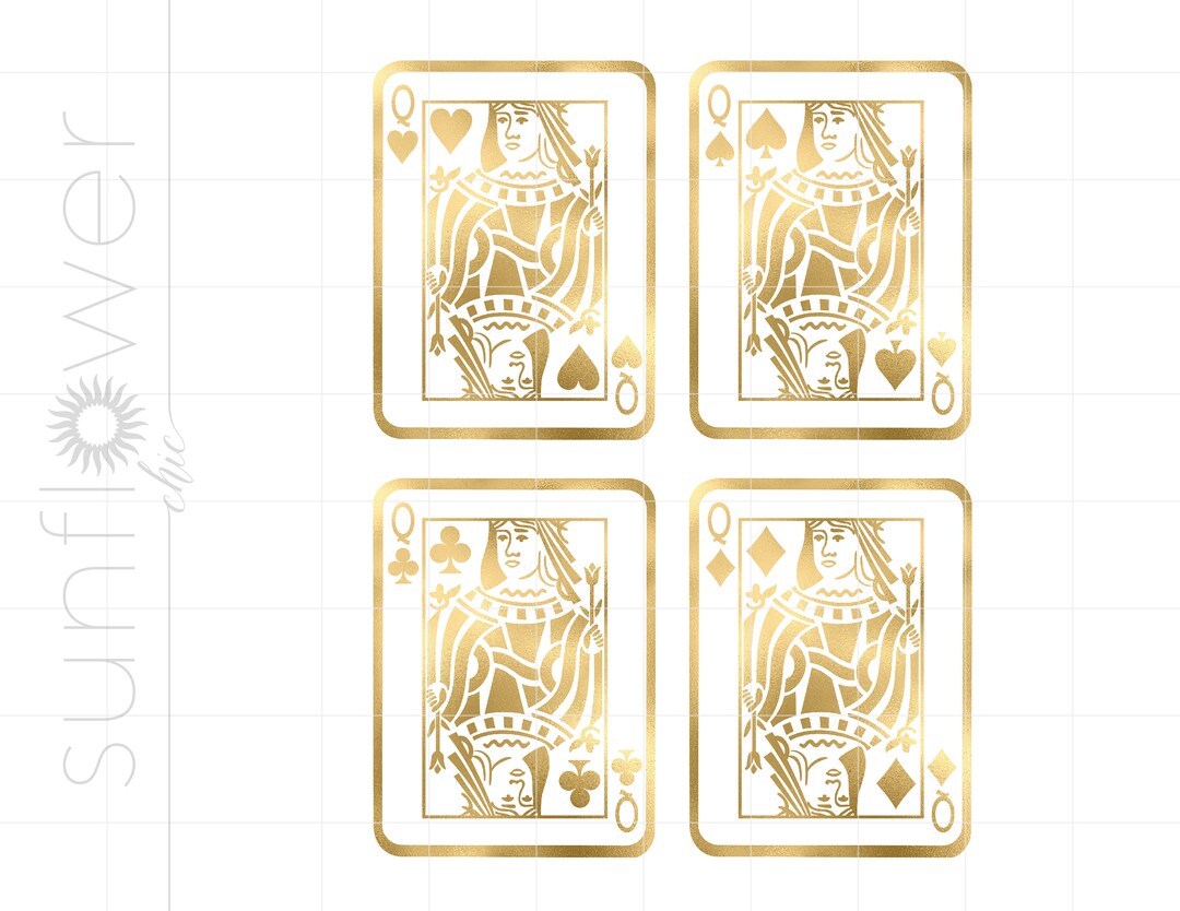 Gold Playing Card Queens Png Svg Downloads | Gold Foil Poker Queens ...