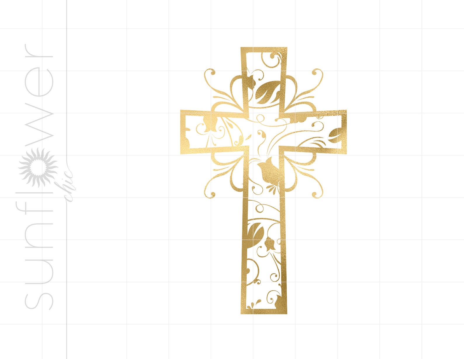 Gold Filigree Cross Png Downloads Gold Foil Filigree Cross - Etsy
