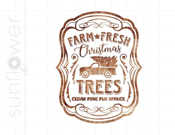 Rustic Christmas Tree Sign Print and Cut PNG Download Rustic | Etsy