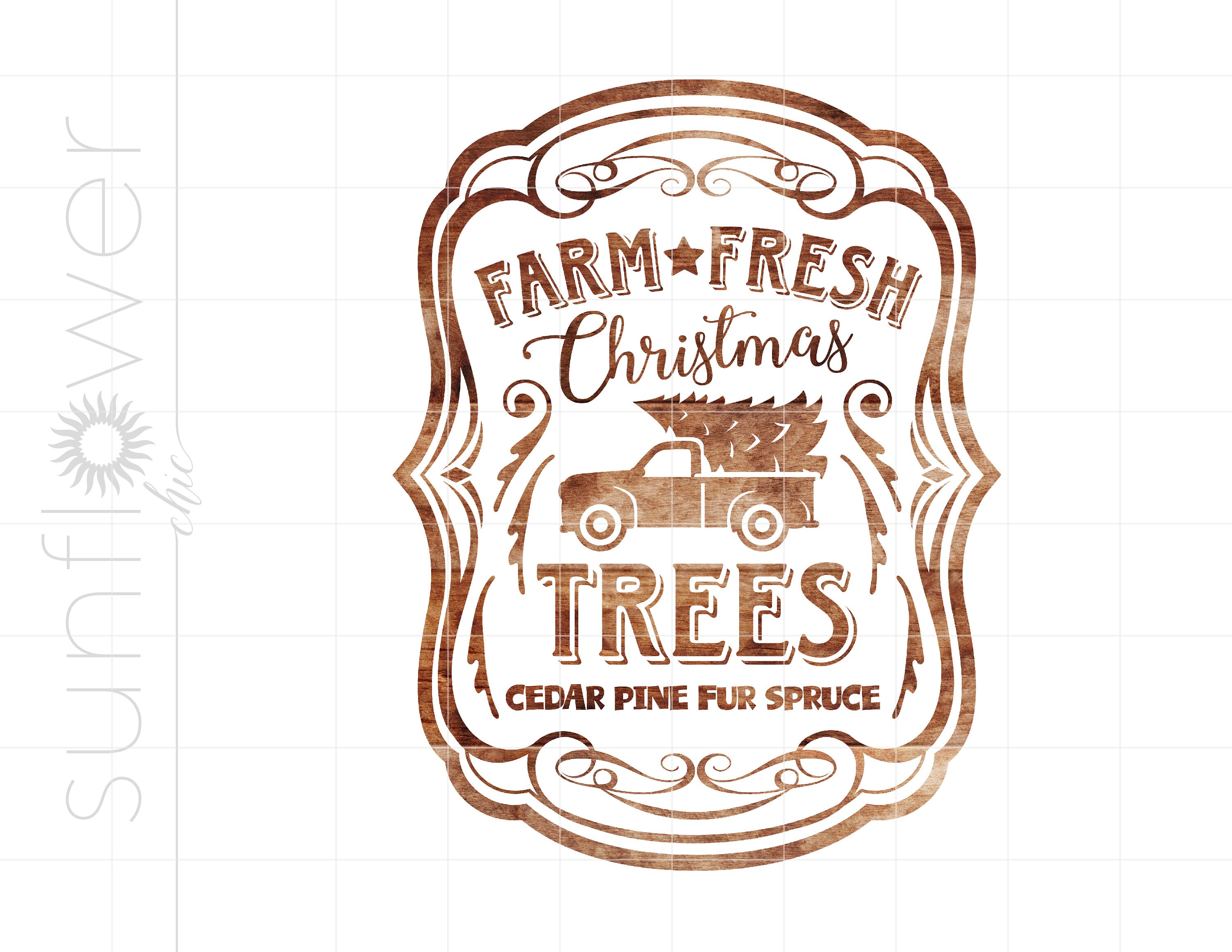 Rustic Christmas Tree Sign Print and Cut PNG Download Rustic - Etsy