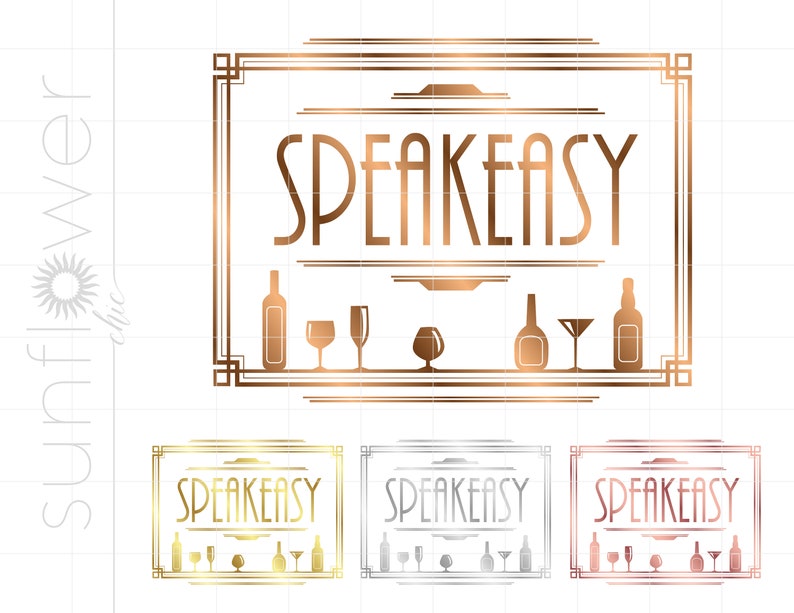 Gold Art Deco Speakeasy Bar Png Svg Dxf Jpg Pdf Downloads Gold Silver Rose Gold Gatsby Art Deco ...