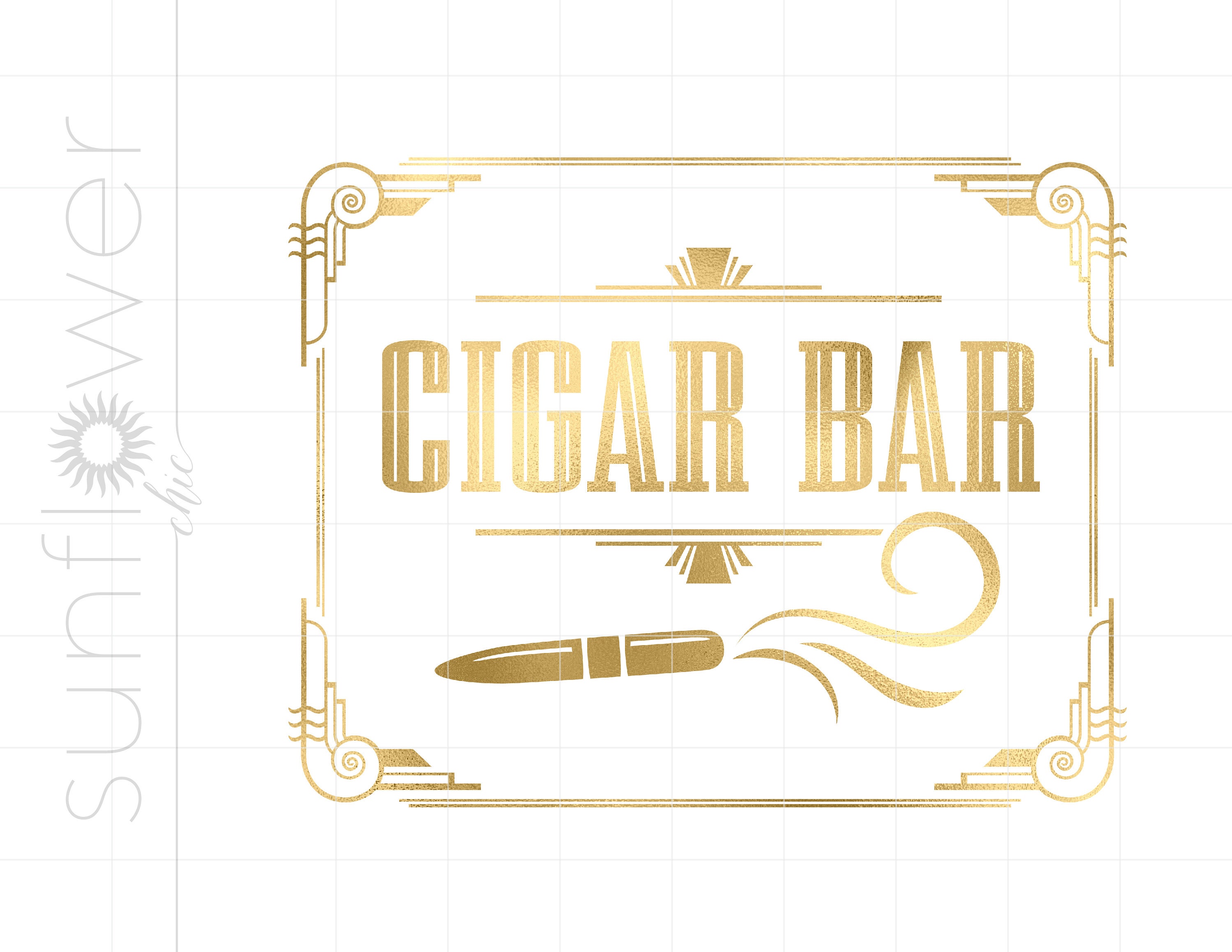 Gold Art Deco Cigar Bar Png Downloads Gold Foil Gatsby Cigar Bar Sign ...
