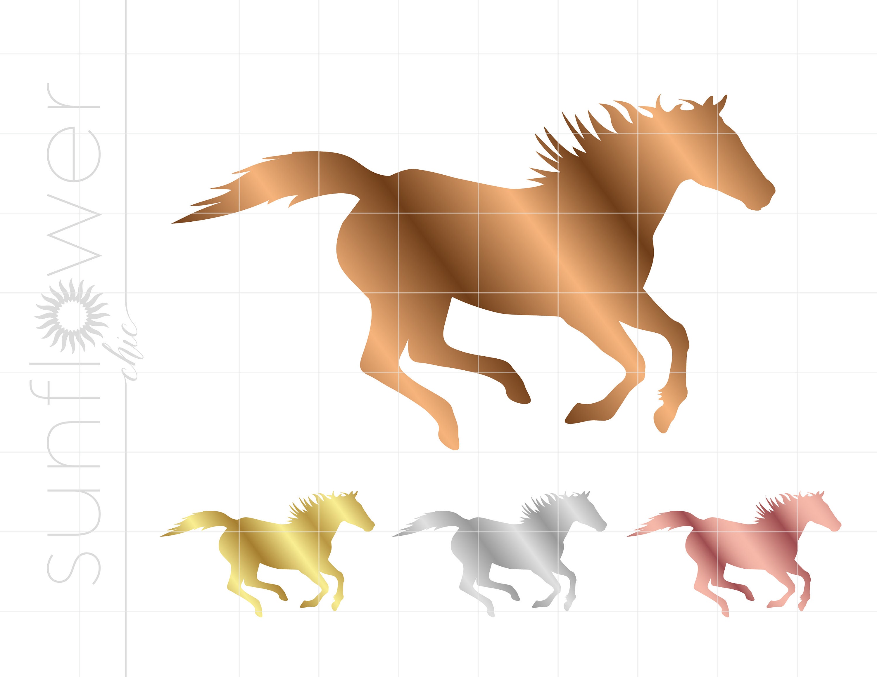 Gold Running Horse Png Svg Dxf Jpg Pdf Downloads | Silver Rose Gold ...
