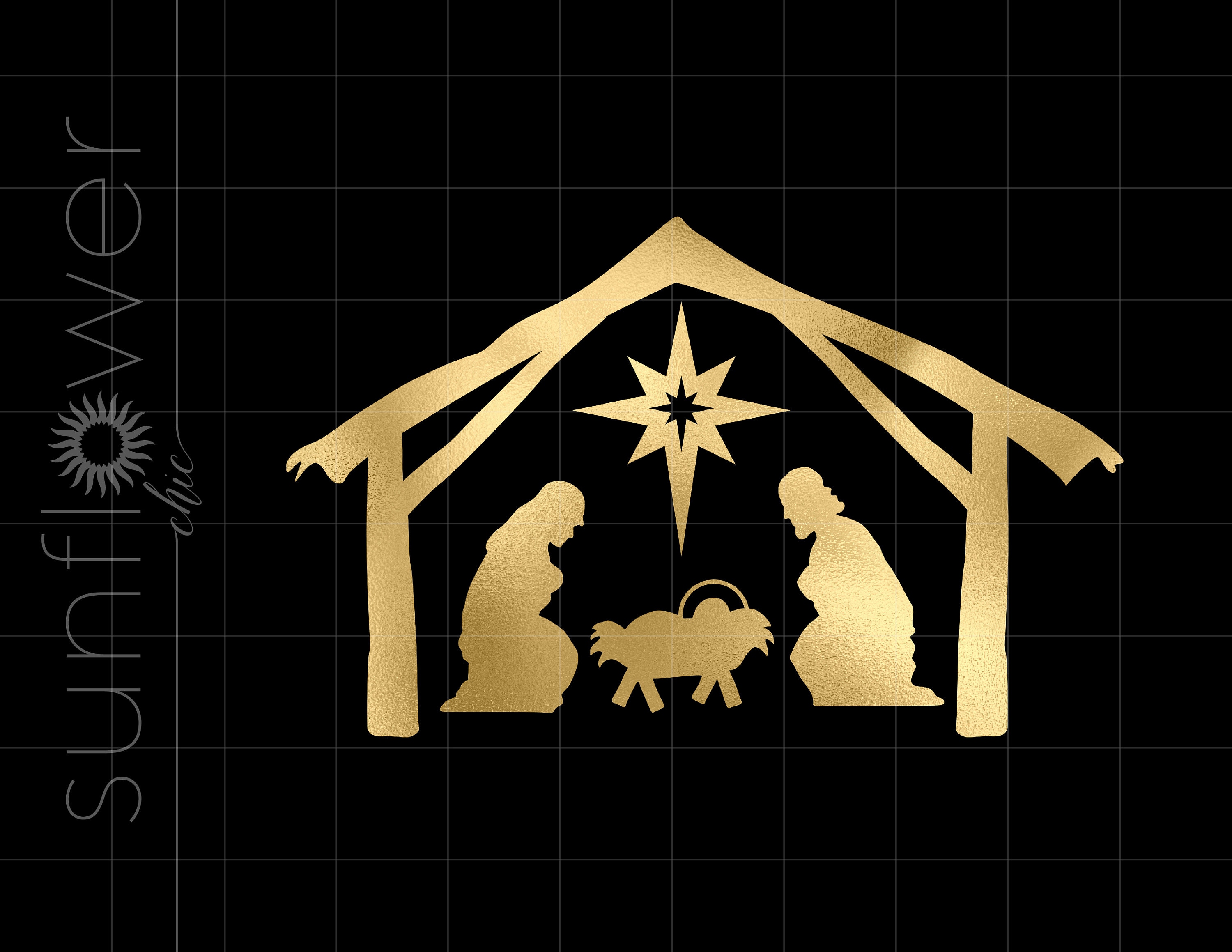 Gold Nativity Png Downloads | Gold Christ Nativity Cricut Cut File ...