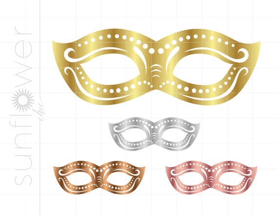 Gold Mask Png Svg Dxf Jpg Pdf Downloads Gold Silver Rose - Etsy
