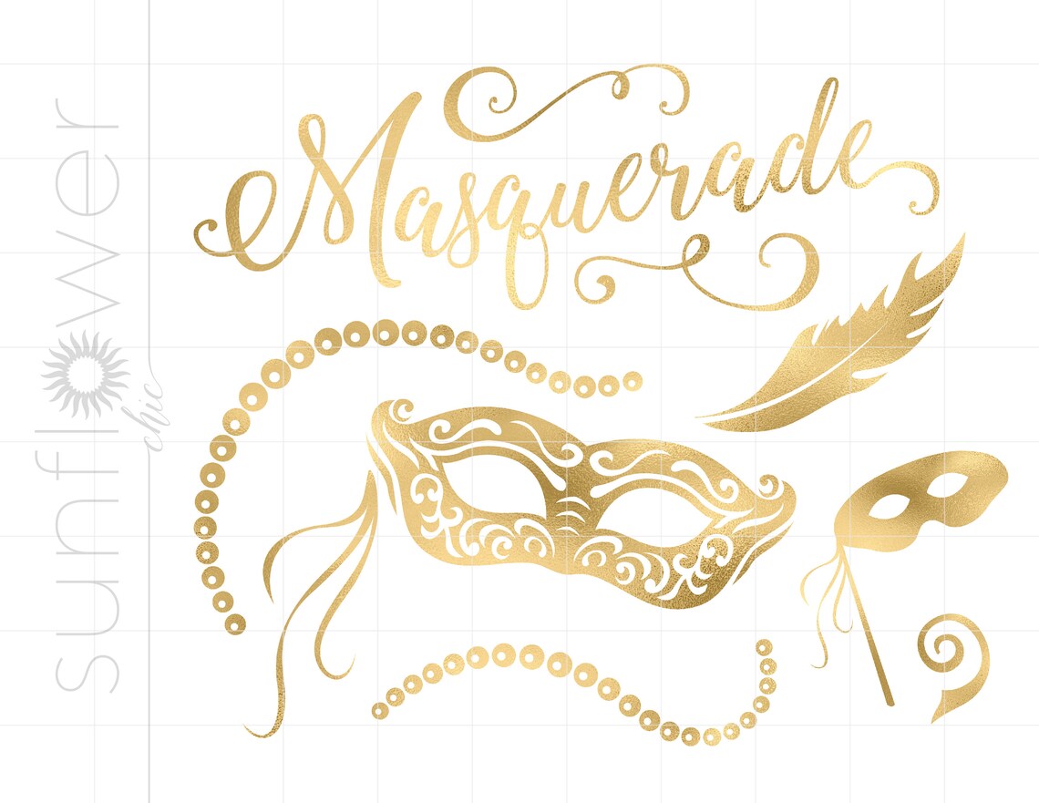 Gold Masquerade Png Clipart Downloads | Gold Foil Masquerade Cricut Cut ...