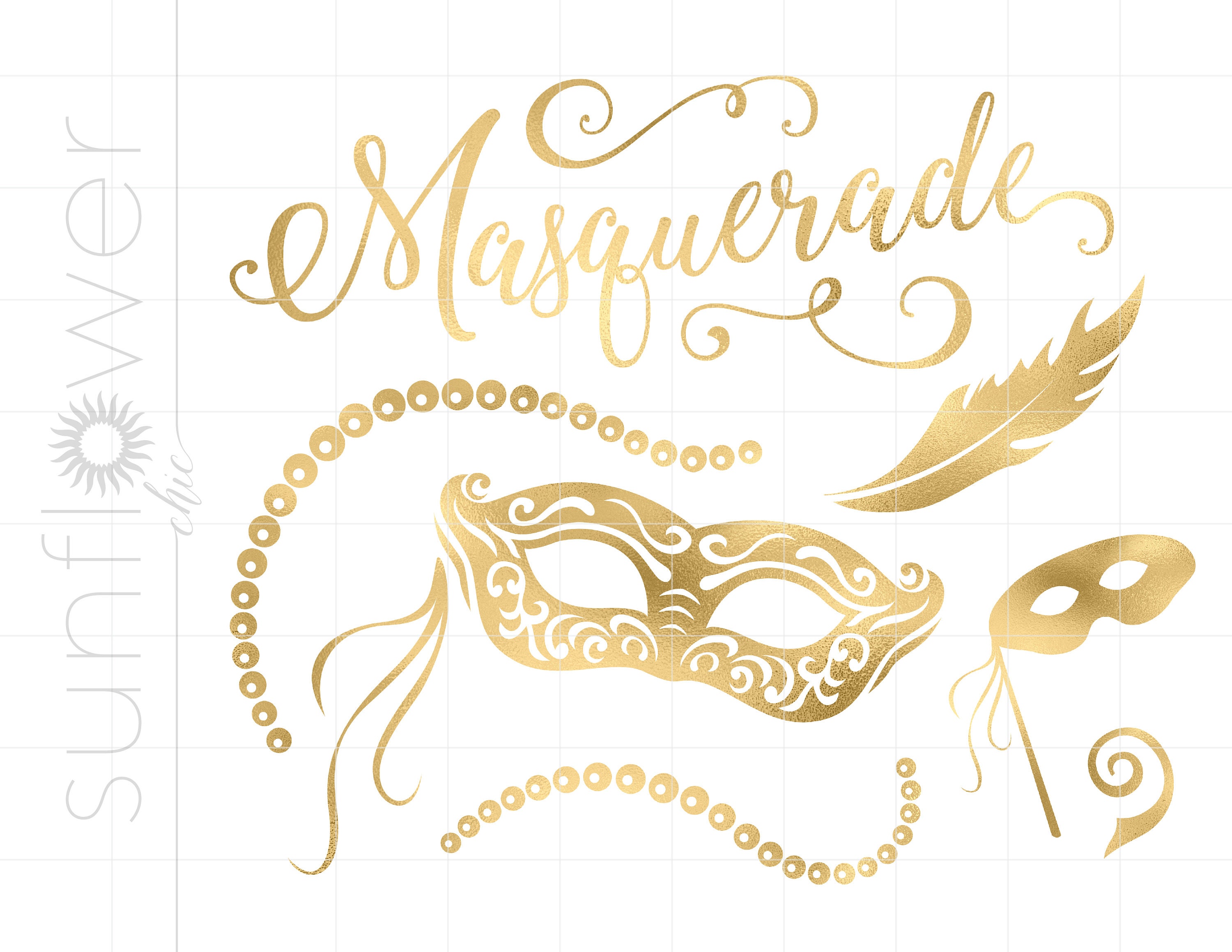 Gold Masquerade Png Clipart Downloads | Gold Foil Masquerade Cricut Cut ...