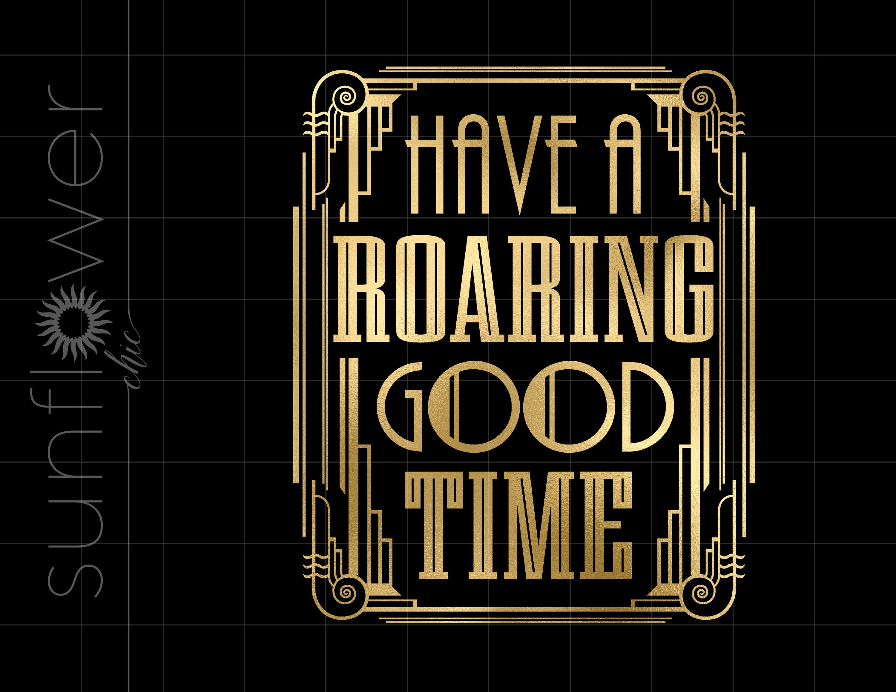Gold Art Deco Roaring Good Time Png Downloads | Gold Foil Roaring Good ...