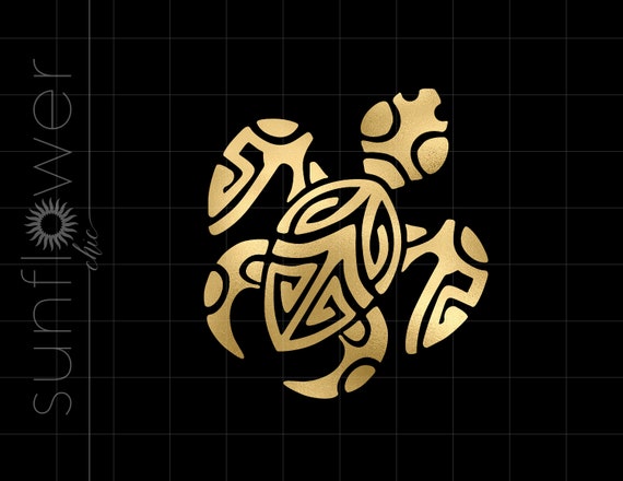 Gold Sea Turtle Png Svg Downloads Gold Foil Tribal Sea | Etsy
