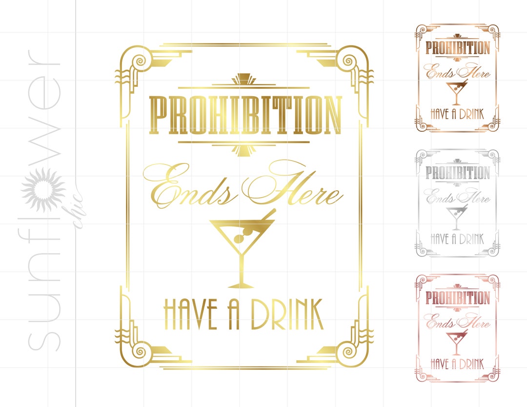 Gold Art Deco Prohibition Sign Art Png Svg Dxf Jpg Pdf Downloads | Gold ...