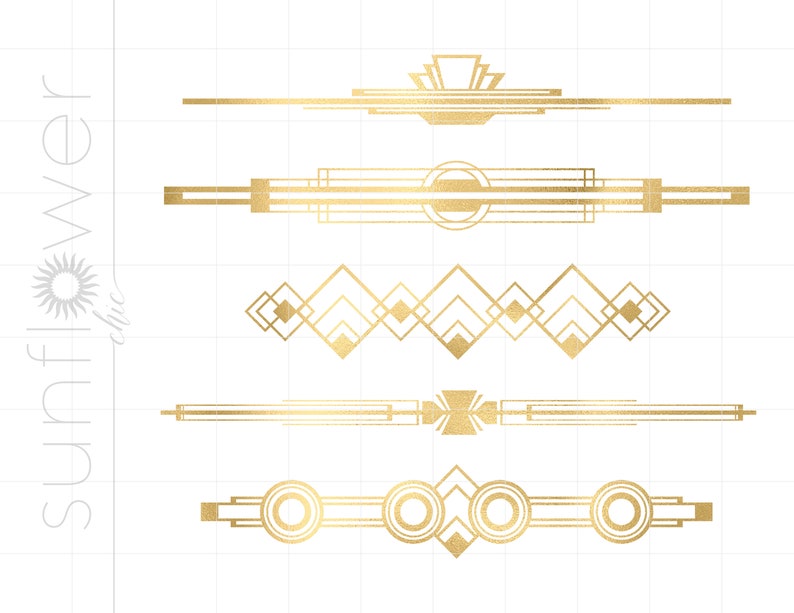 Gold Art Deco Headers Png Svg Clipart Downloads | Gold Foil Art Deco ...
