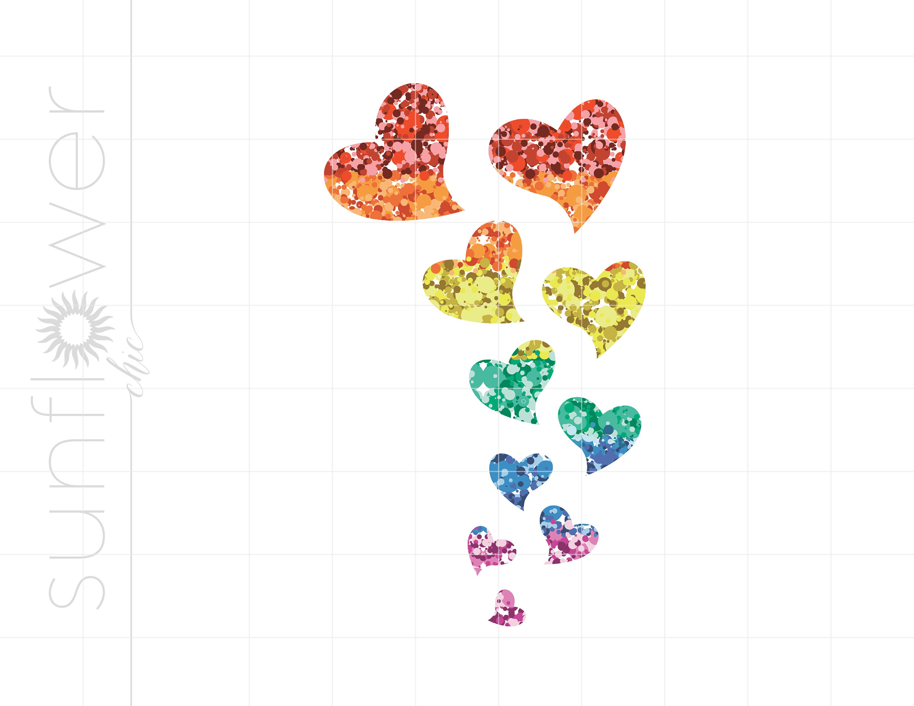 Rainbow Floating Hearts Print and Cut PNG Download Floating Hearts ...