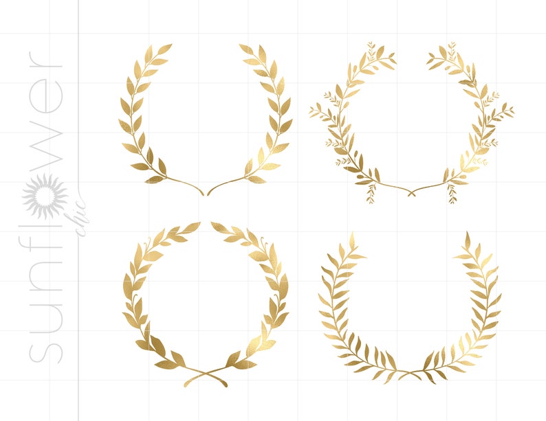 Gold Laurels Png Downloads | Gold Foil Laurel Wreath Cricut Cut Files ...
