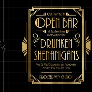 Gold Art Deco Open Bar Shenanigans Png Downloads | Gold Foil Gatsby ...