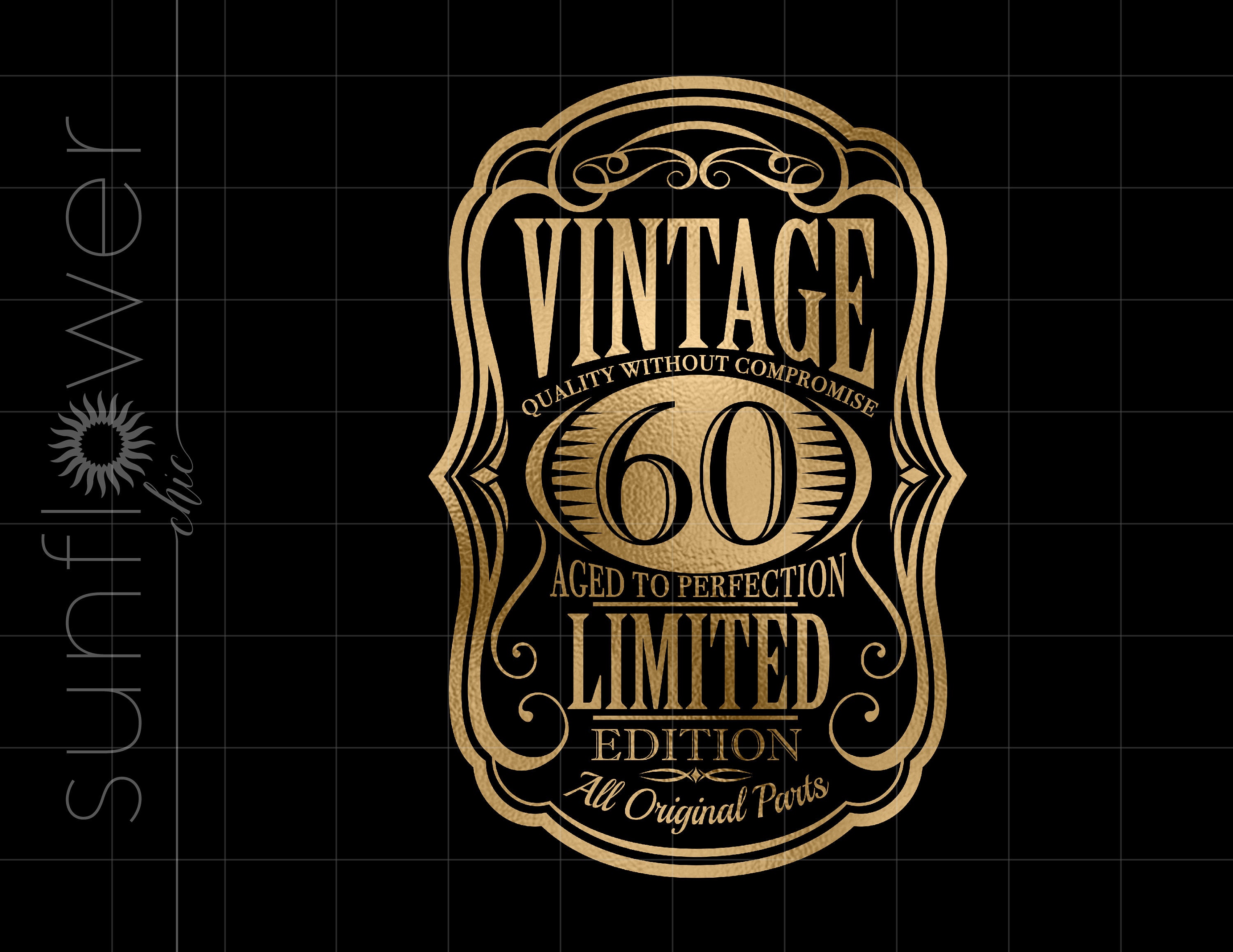 Gold Vintage 60 Png Svg Downloads | Gold Foil 60th Birthday Cricut Cut ...