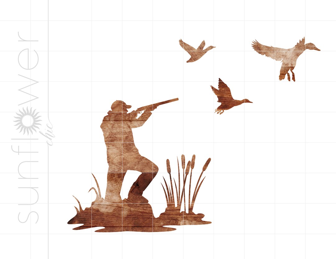 Rustic Duck Hunter Print and Cut PNG Download | Rustic Wood Duck ...