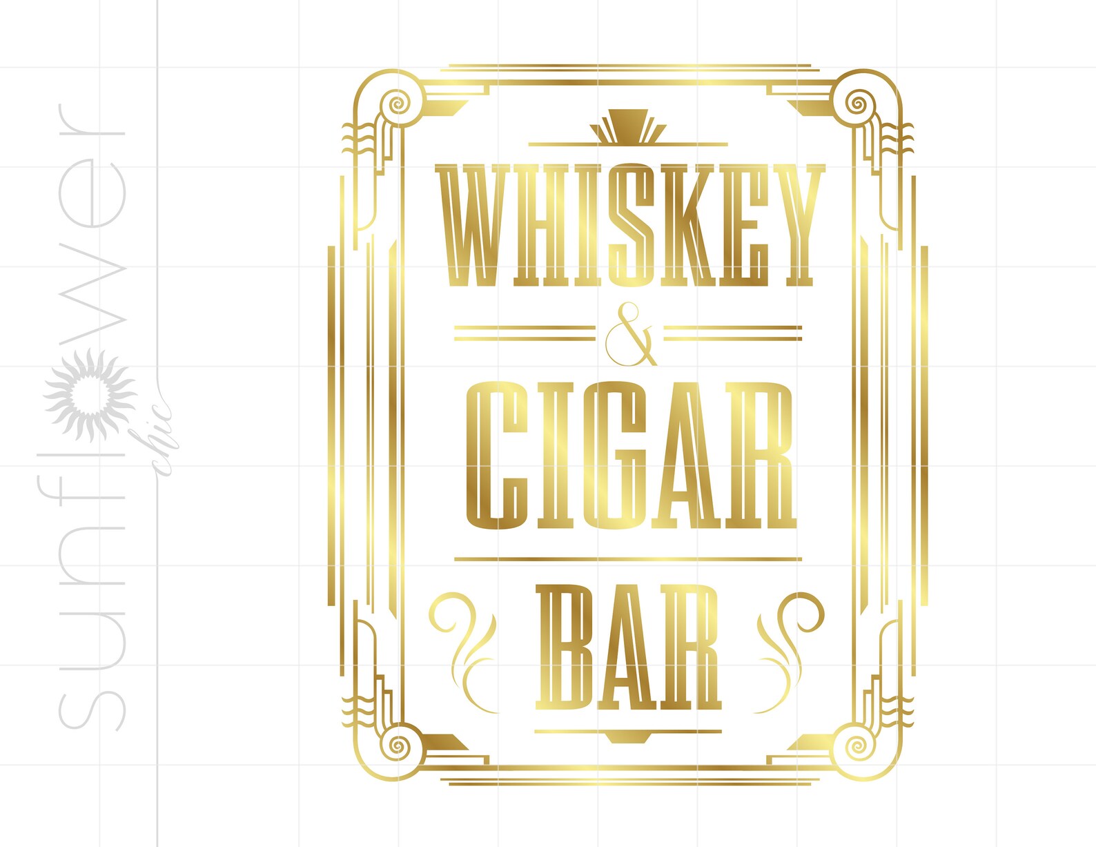 Gold Art Deco Whiskey and Cigar Bar Png Svg Dxf Jpg Pdf - Etsy