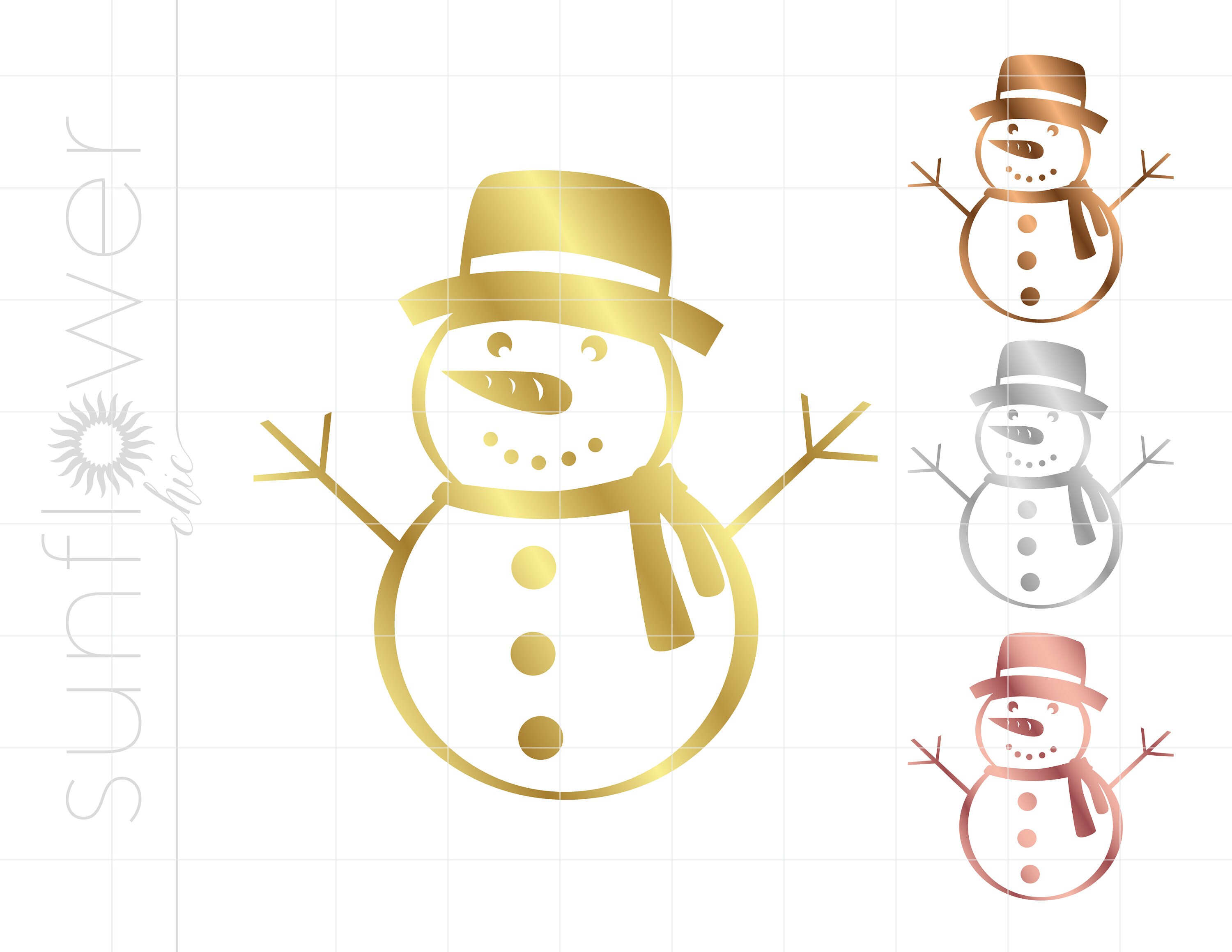 Gold Christmas Snowman Png Svg Dxf Jpg Pdf Downloads Gold - Etsy