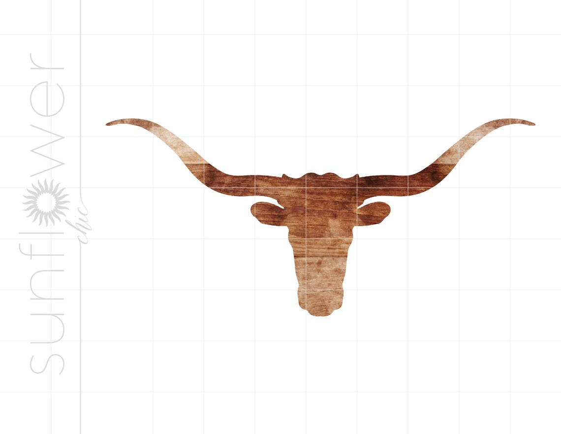 Rustic Longhorn Print and Cut PNG Download | Rustic Wood Longhorn ...