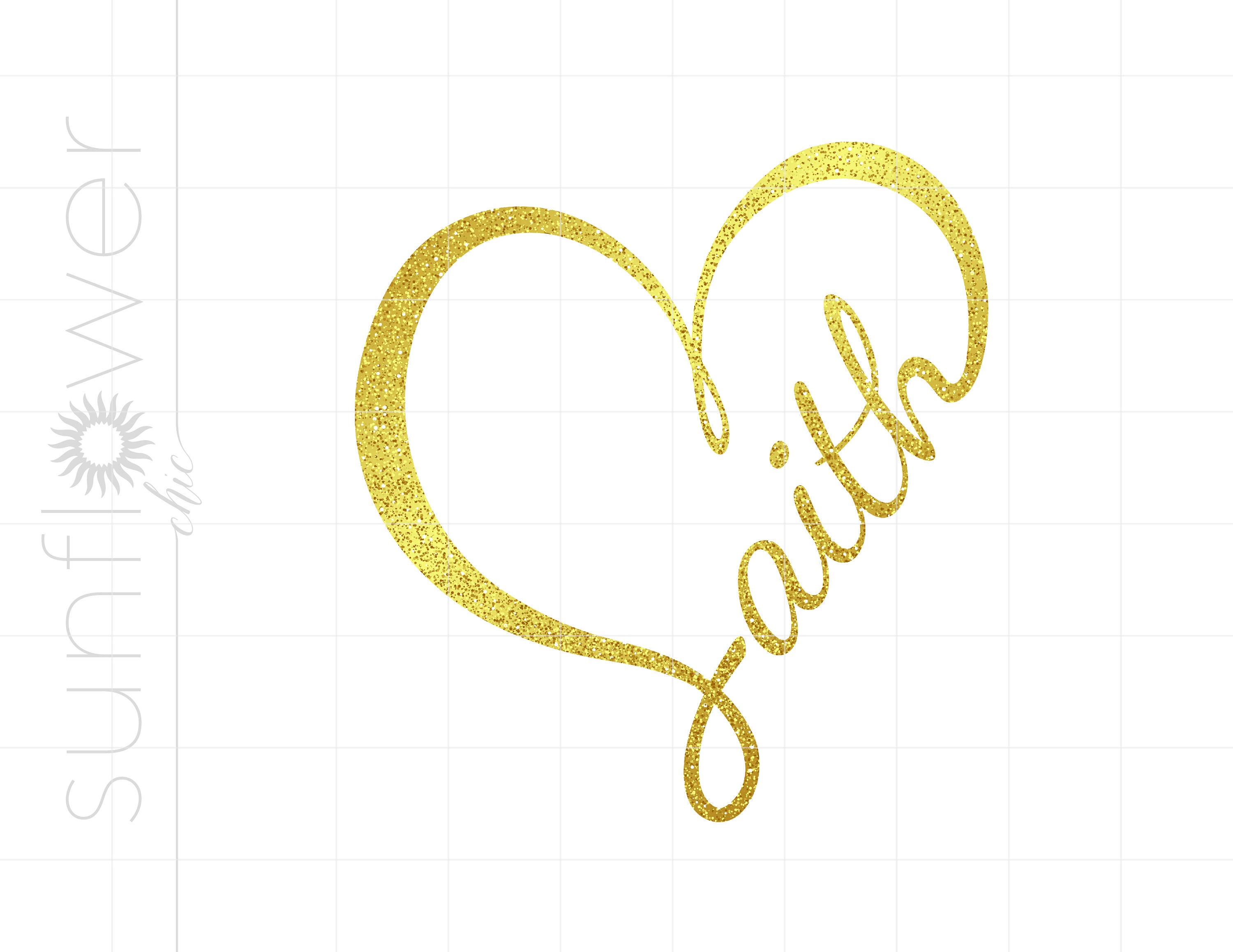 Gold Faith Heart Print and Cut PNG Download Gold Glitter - Etsy