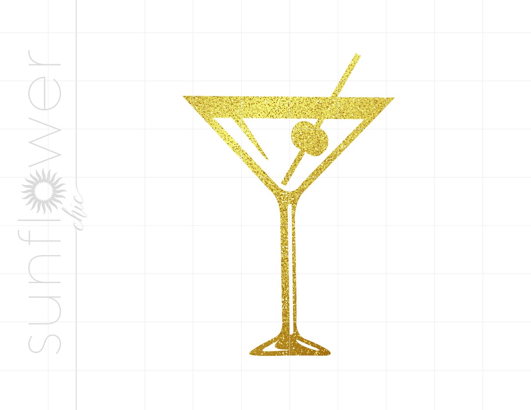 Gold Martini Print and Cut PNG Download | Gold Glitter Martini ...