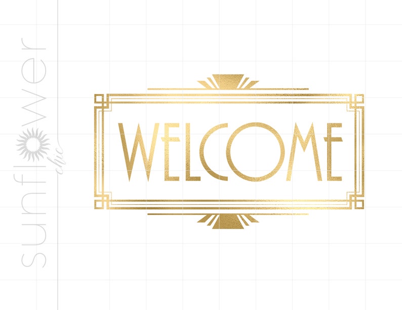 Gold Art Deco Gatsby Welcome Png Svg Downloads | Gold Welcome Cricut ...