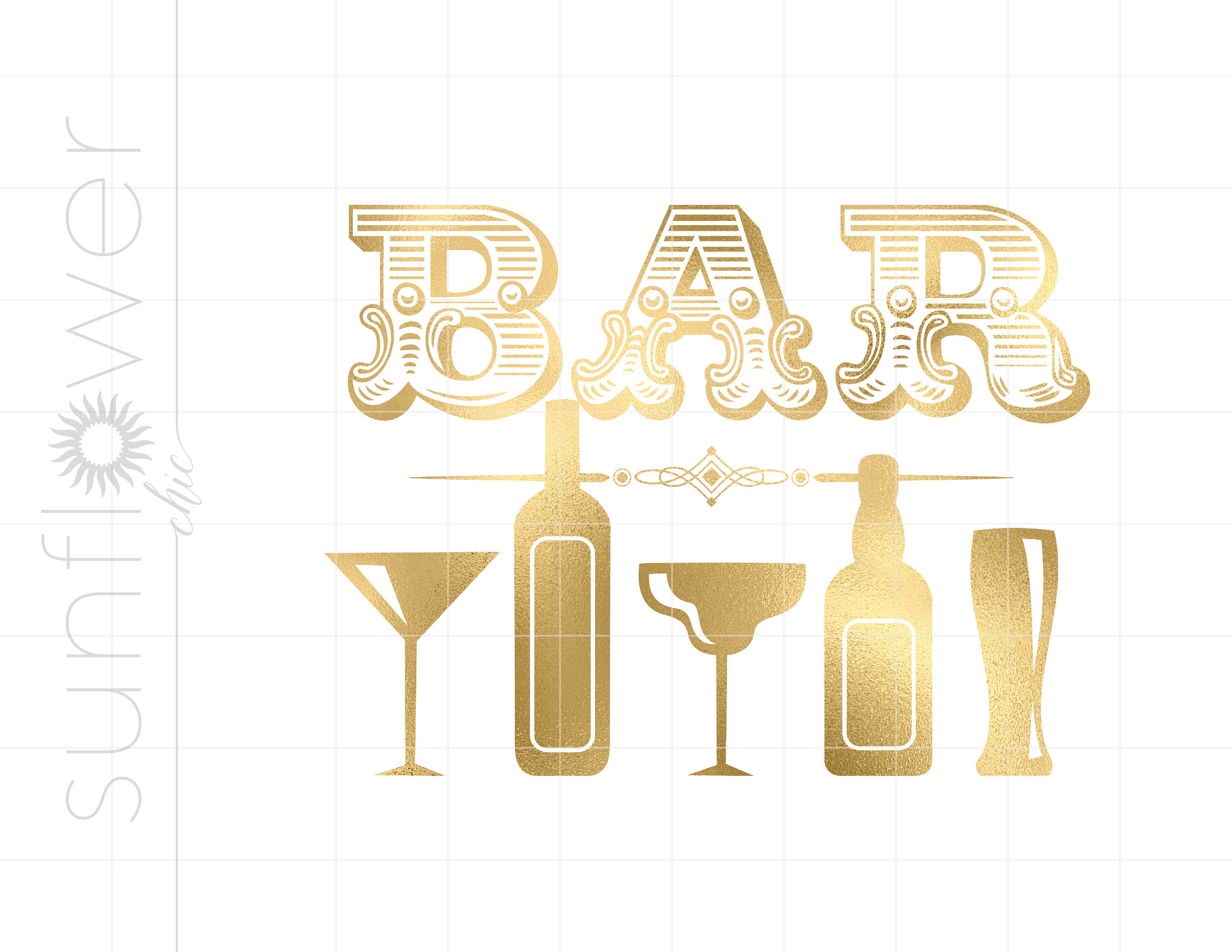 Gold Bar Sign Png Svg Downloads | Gold Foil Bar Sign Cricut Cut Files ...