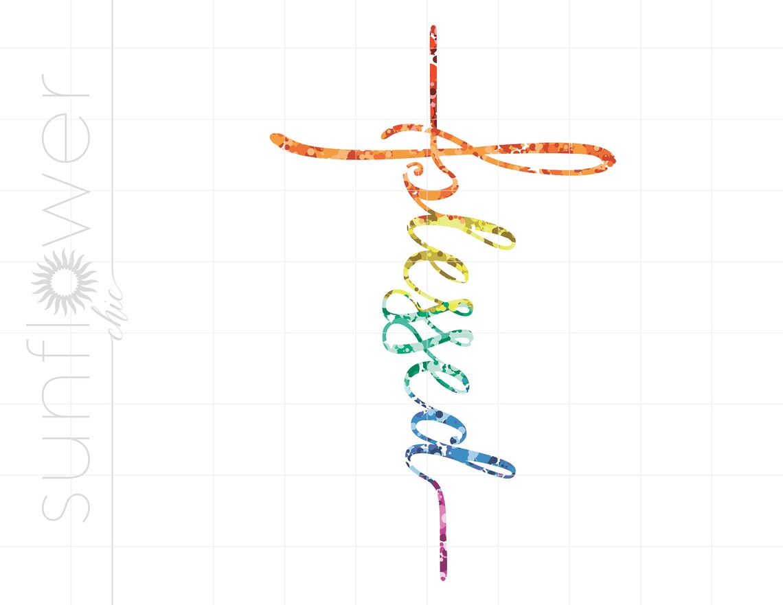Blessed Cross Print and Cut PNG Download Rainbow Glitter - Etsy