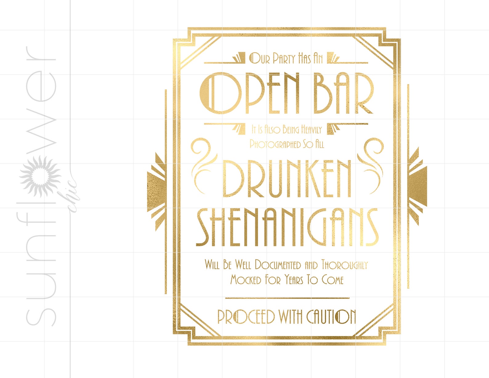 Gold Art Deco Open Bar Shenanigans Png Downloads | Gold Foil Gatsby ...