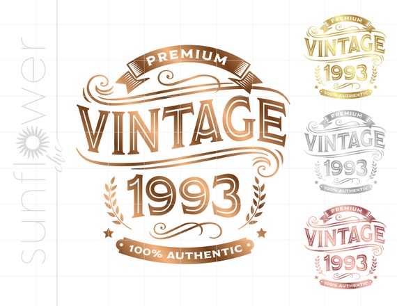 Gold Vintage 1993 Png Svg Dxf Jpg Pdf Downloads Silver Rose | Etsy