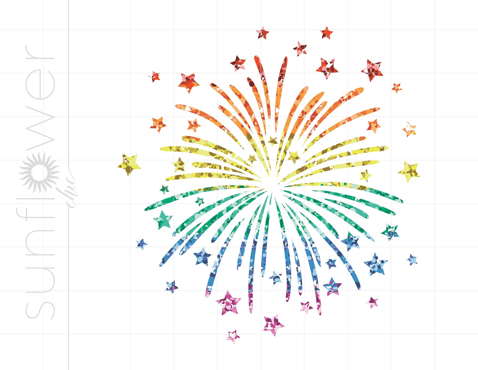 Fireworks Print and Cut PNG Download Rainbow Glitter Fireworks ...