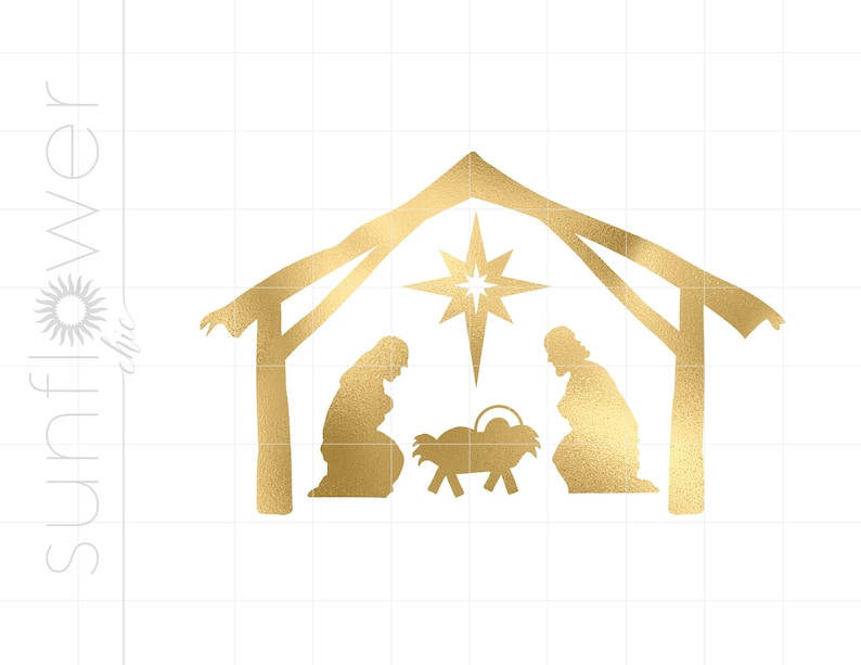 Gold Nativity Png Downloads | Gold Christ Nativity Cricut Cut File ...