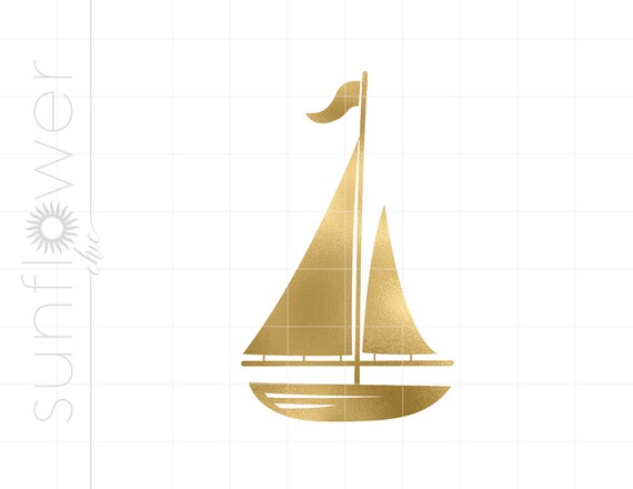 Gold Sailboat Png Svg Downloads Gold Foil Sailboat Clip Art - Etsy