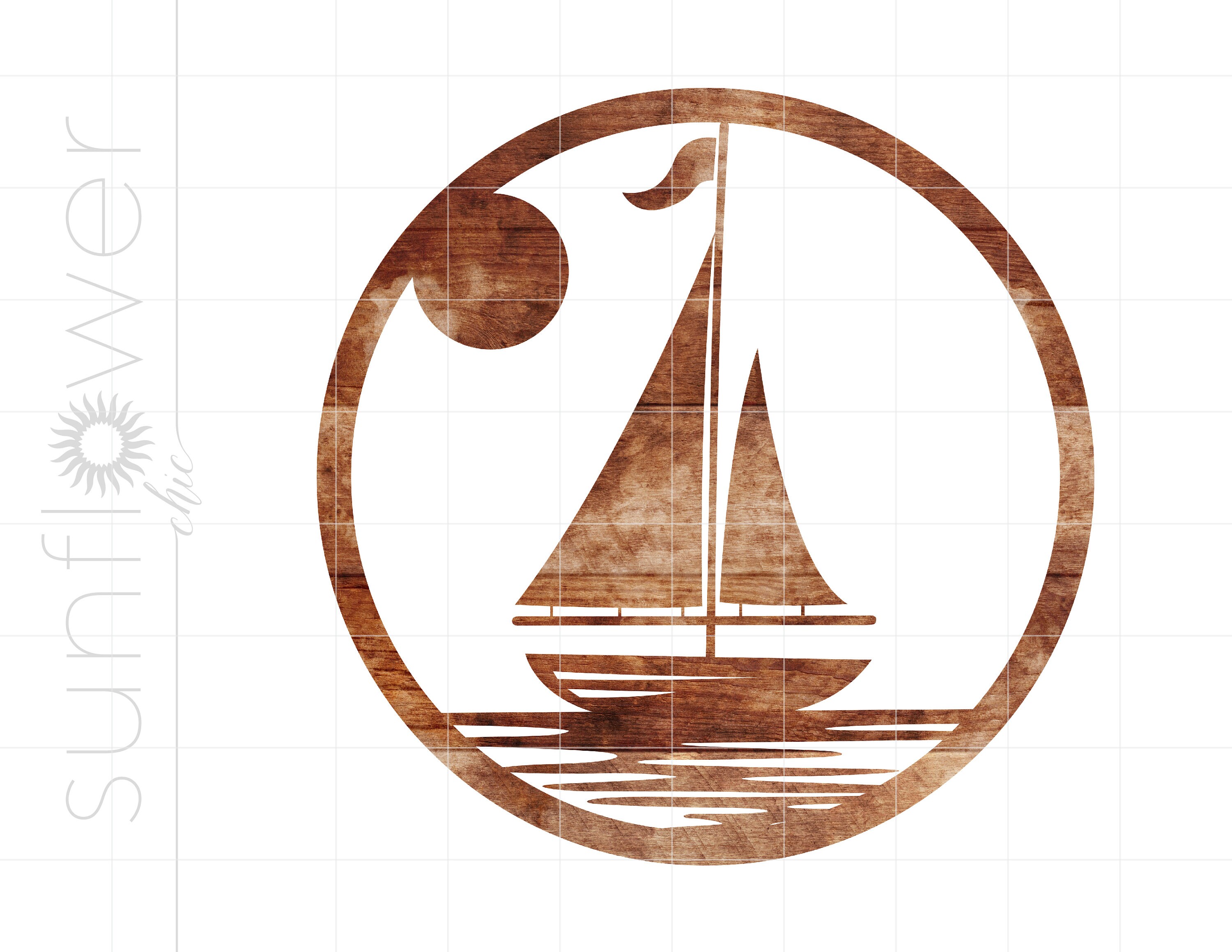 Rustic Sailboat Print and Cut PNG Download Rustic Wood - Etsy