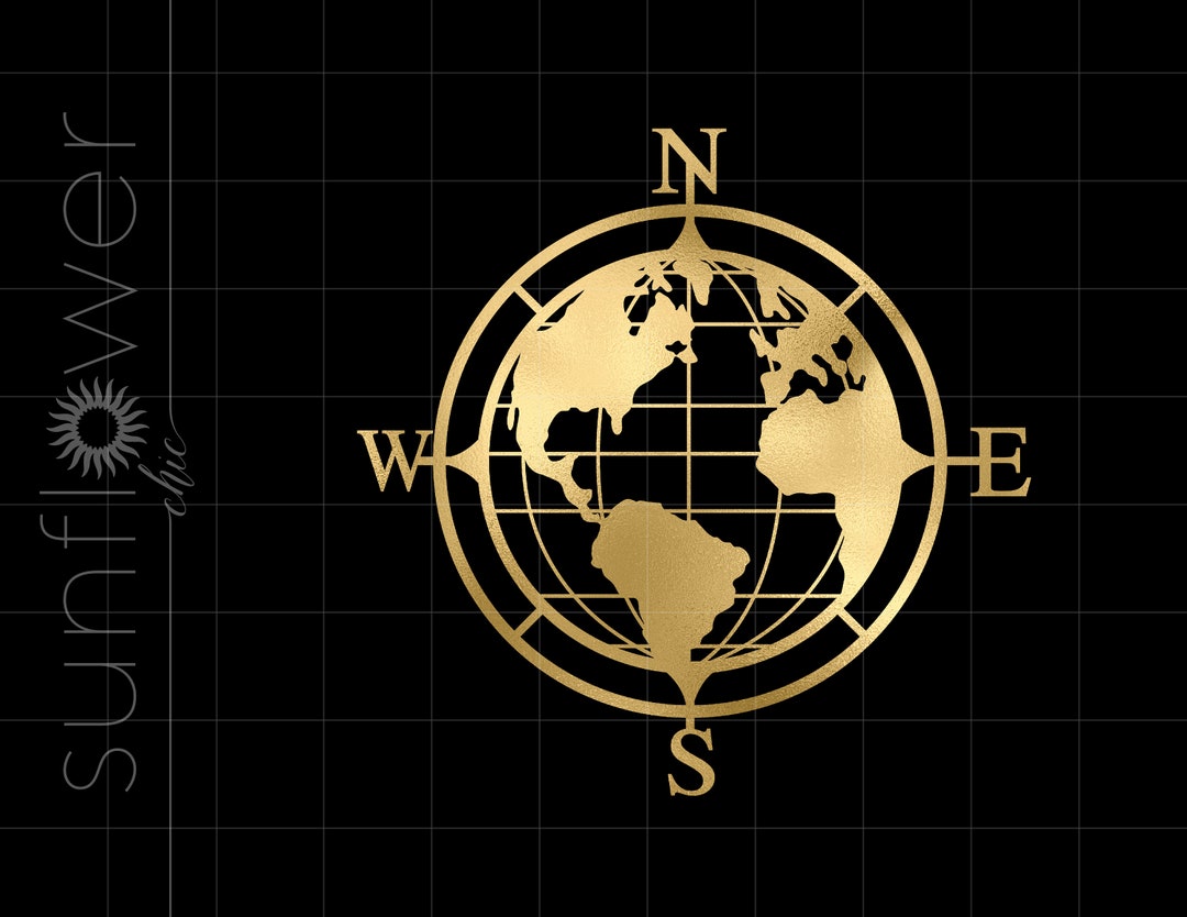 Gold Globe Compass Png Downloads | Gold Foil Globe Compass Cricut Cut ...