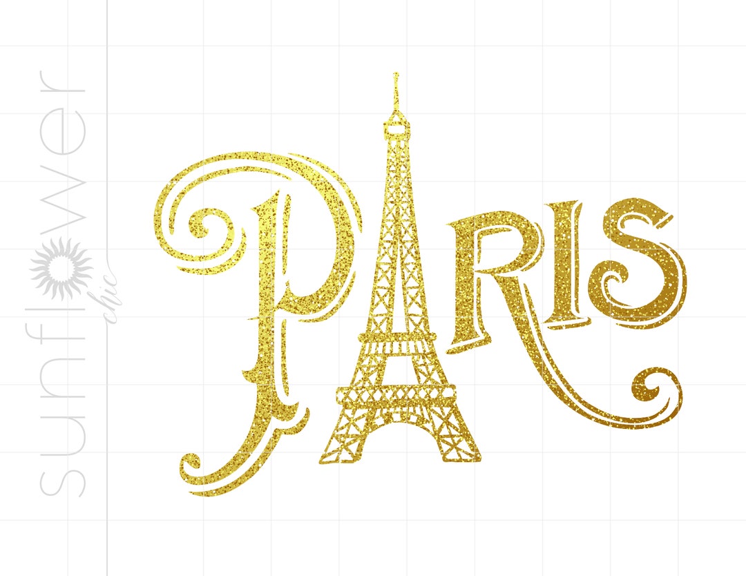 Gold Paris Print and Cut PNG Download | Gold Glitter Paris Sublimation ...