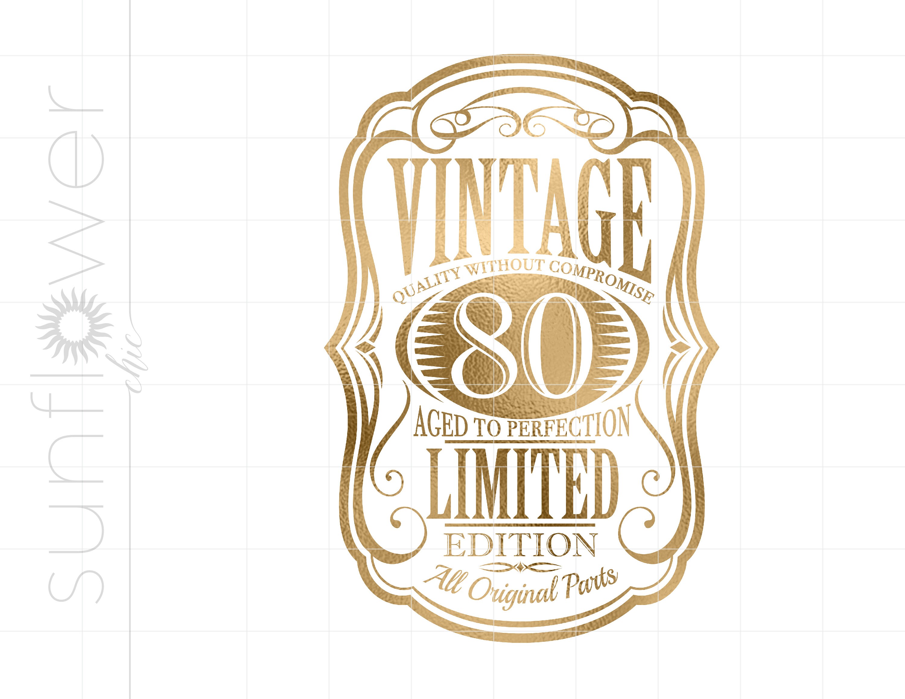 Gold Vintage 80 Png Svg Downloads Gold Foil 80th Birthday - Etsy