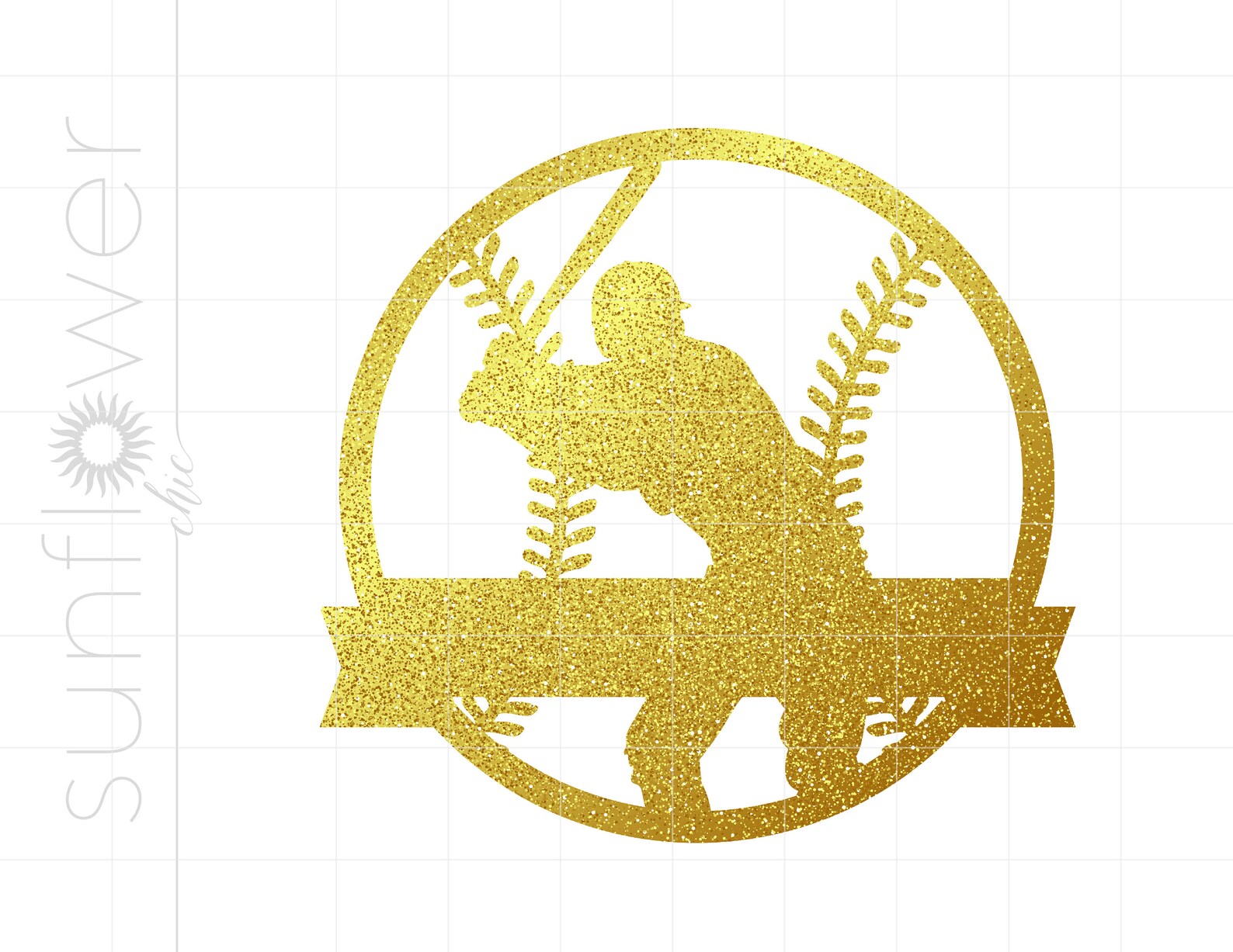 Gold Baseball Print and Cut PNG Download Gold Glitter Baseball Monogram ...