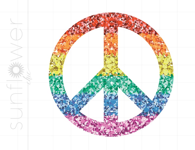 Rainbow Peace Symbol Print and Cut PNG Download | Rainbow Glitter Peace ...