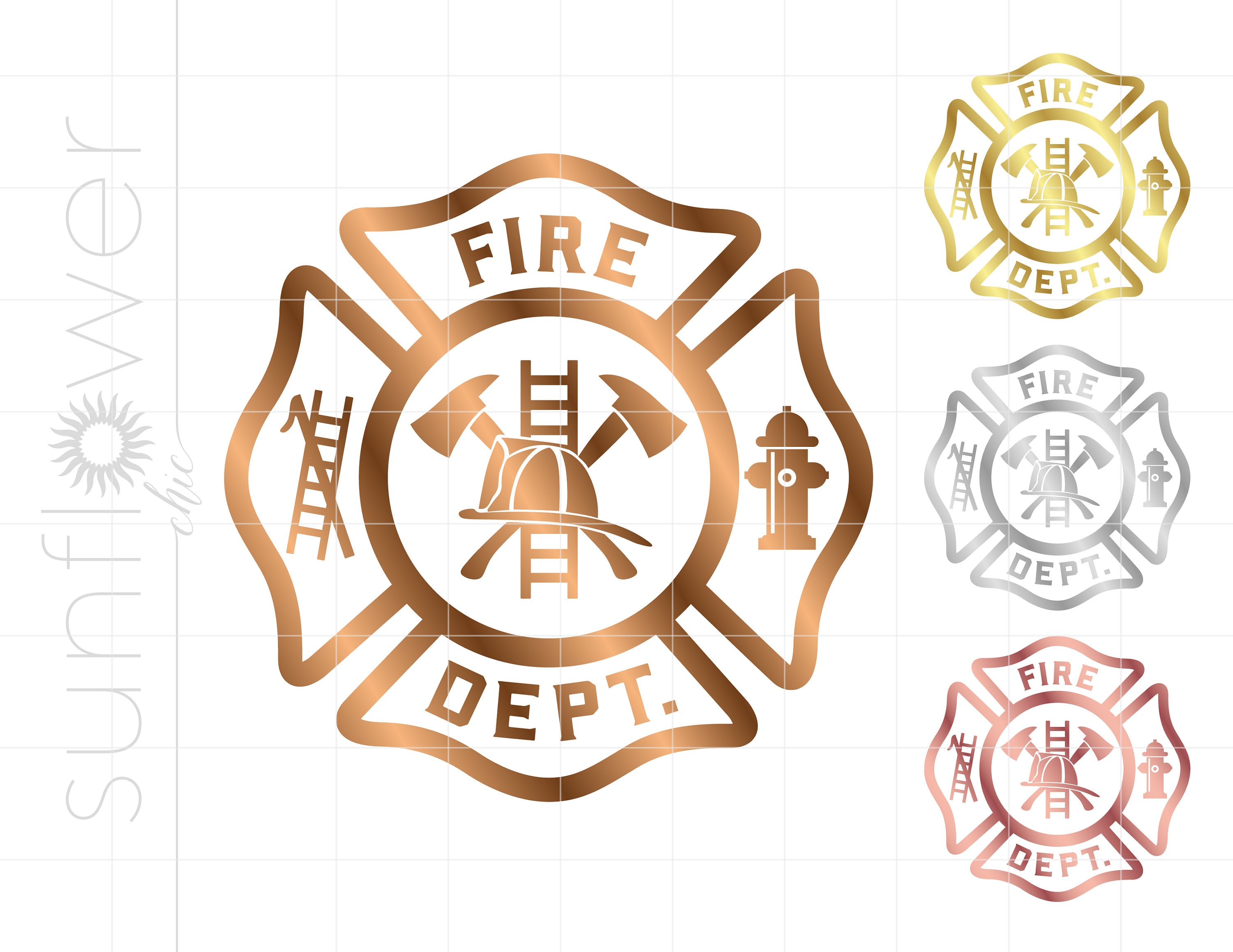 Gold Fire Dept Emblem Png Svg Dxf Jpg Pdf Downloads Gold | Etsy