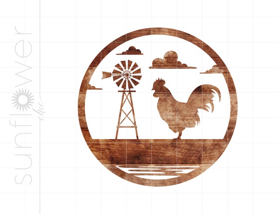 Rustic Rooster Windmill Print and Cut PNG Download Rustic - Etsy